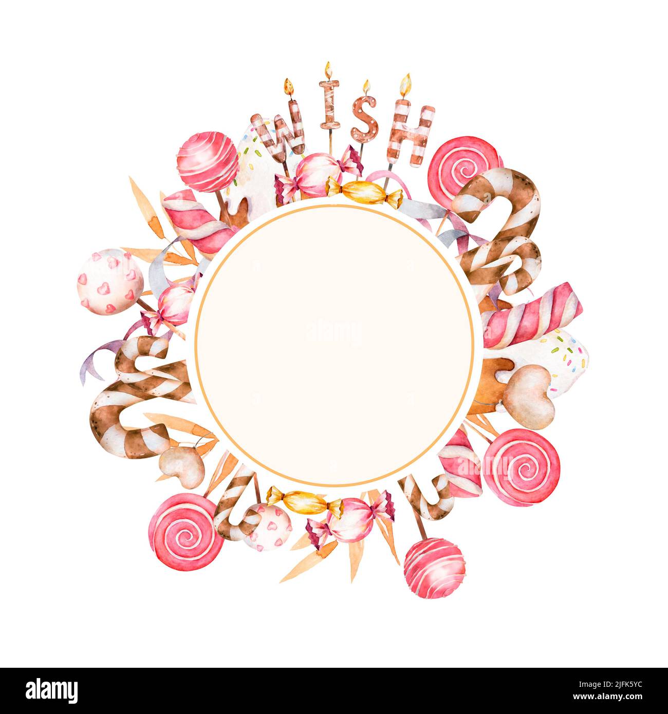 Candy frame for watercolor text. Birthday and holidays. Borders for ...