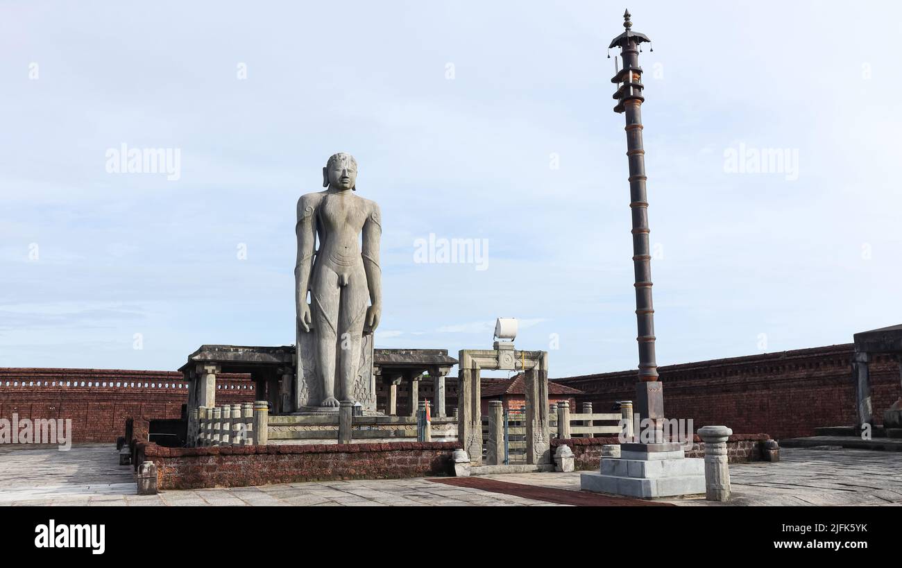 View of Gommateshwara statue, built in 1432 CE by Veera Pandya ...