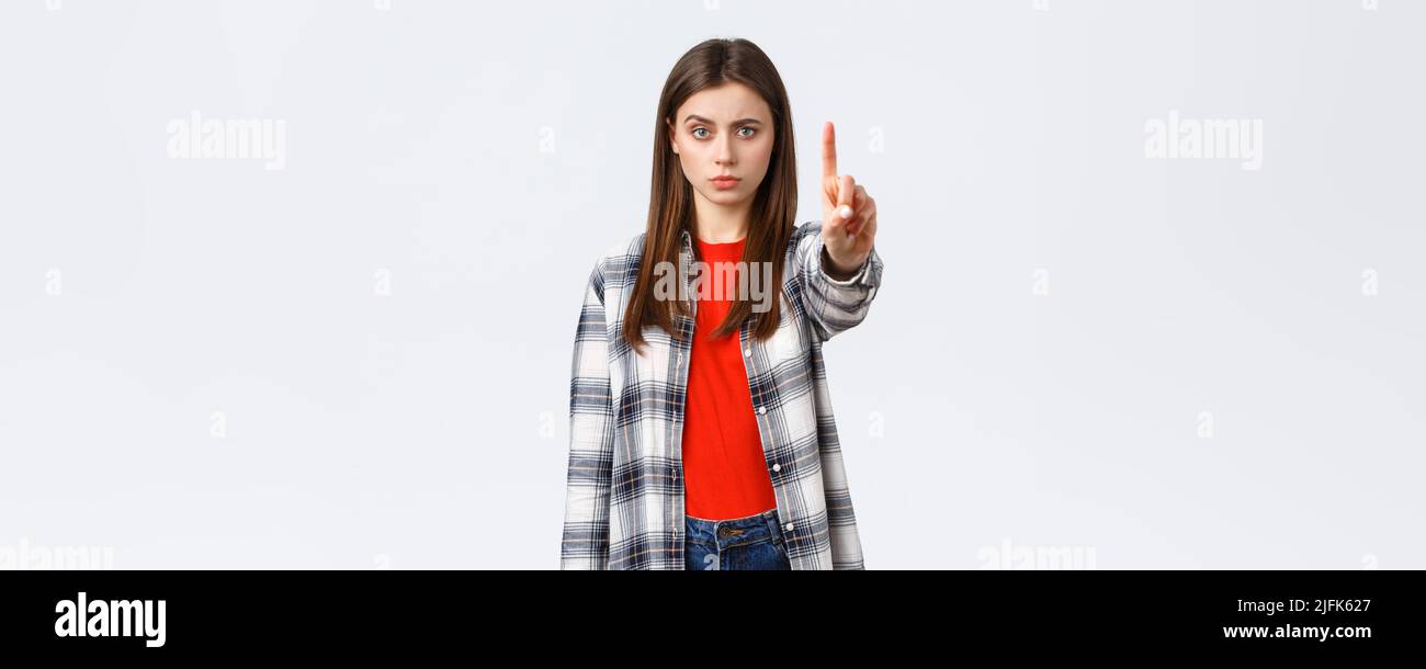 Lifestyle, different emotions, leisure activities concept. Serious ...