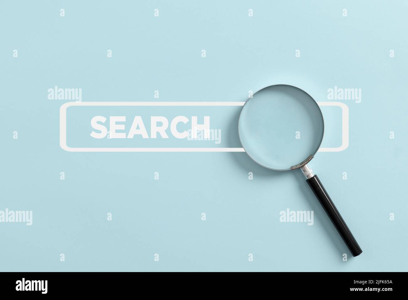 Magnifying glass with internet search bar browser. Searching ...