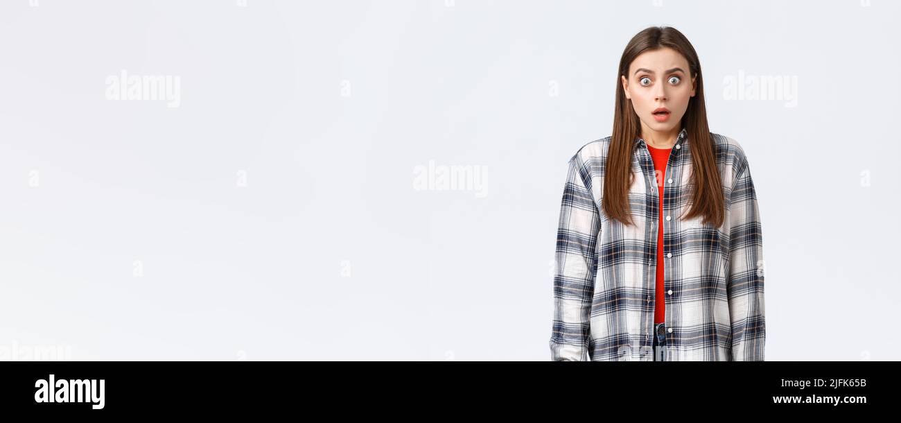 Lifestyle, different emotions, leisure activities concept. Shocked and ...