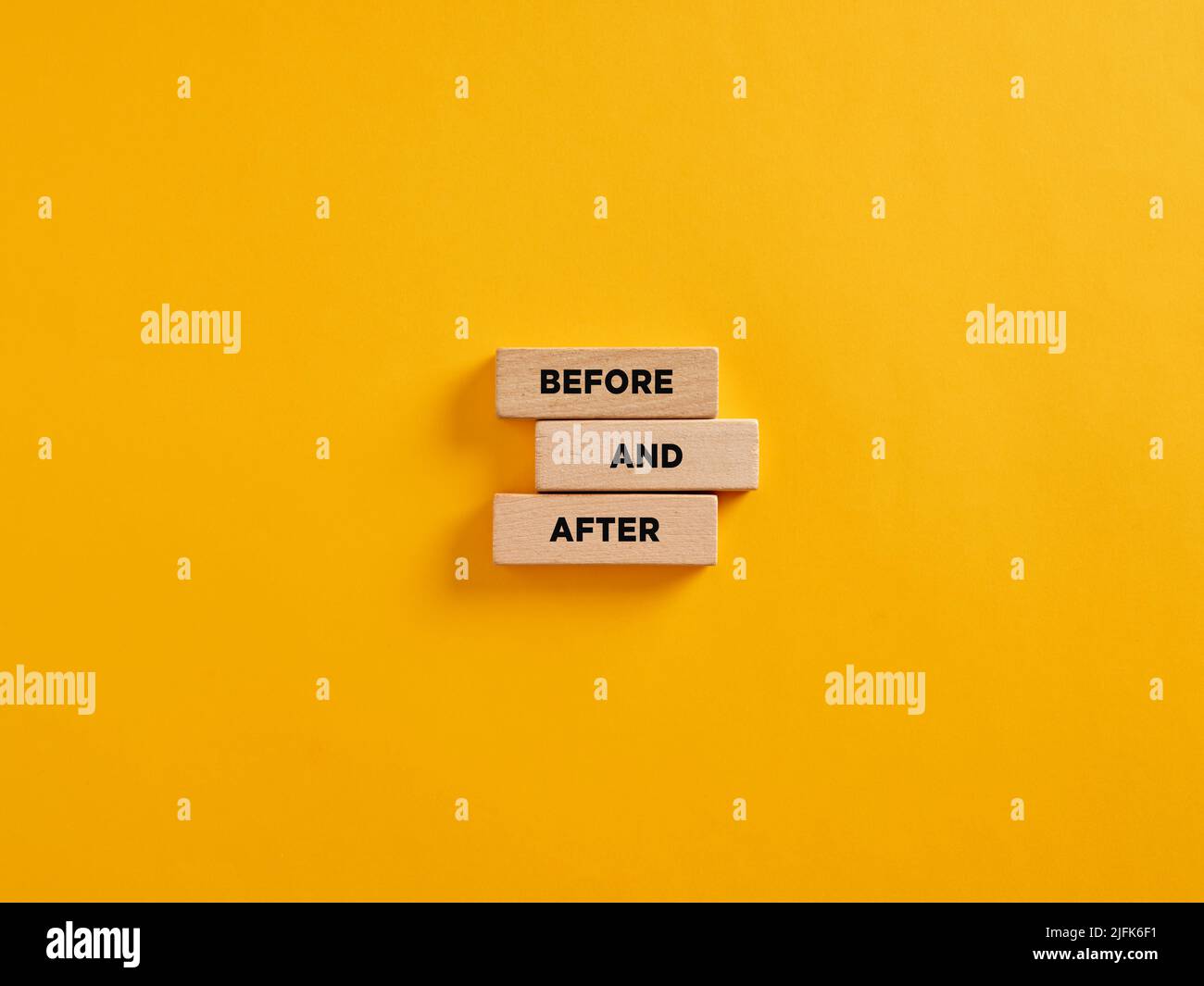 The word before and after on wooden blocks Stock Photo - Alamy
