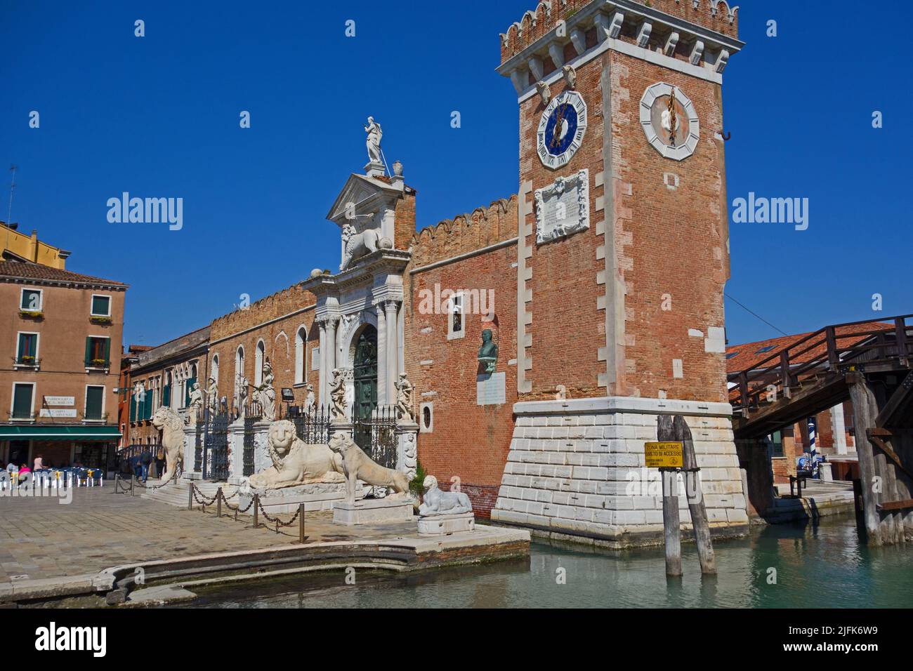 VENICE, ITALY - APRIL 19, 2019 Venetian Arsenal entrance gate Stock ...