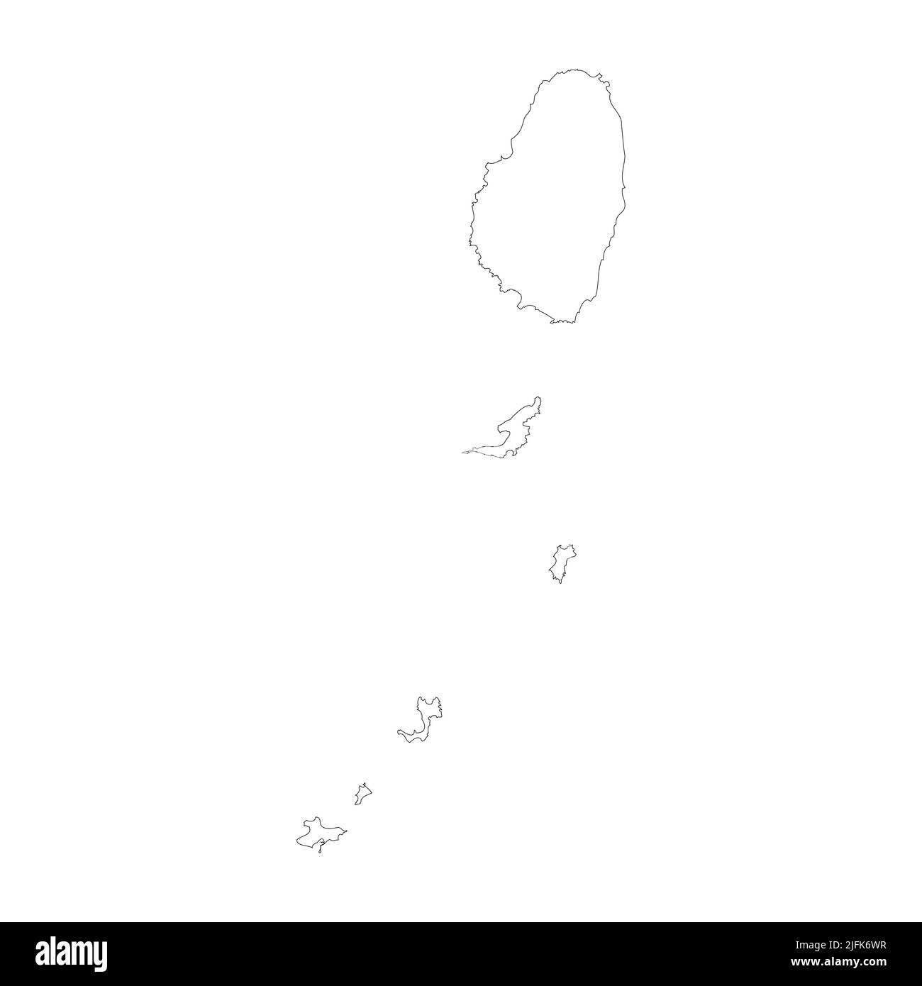 Saint Vincent and the Grenadines vector country map outline Stock ...