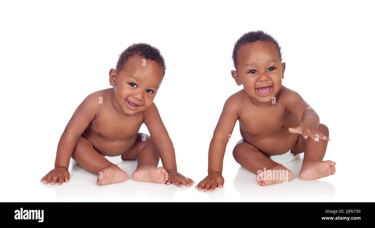 African twin brothers isolated on a white background Stock Photo - Alamy