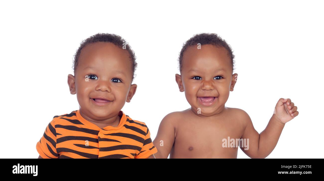 African twin brothers isolated on a white background Stock Photo - Alamy