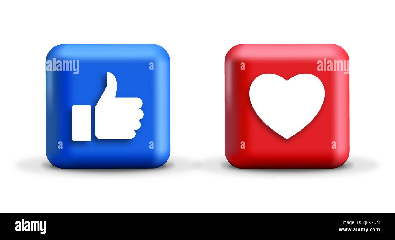 Thumb up and heart icon. Vector like and love icon. Like and love ...