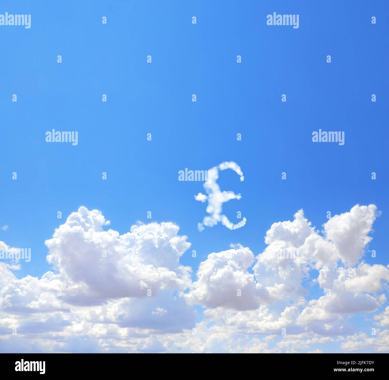 Money making. Great Britain pound sterling sign in the clouds. Cloud ...