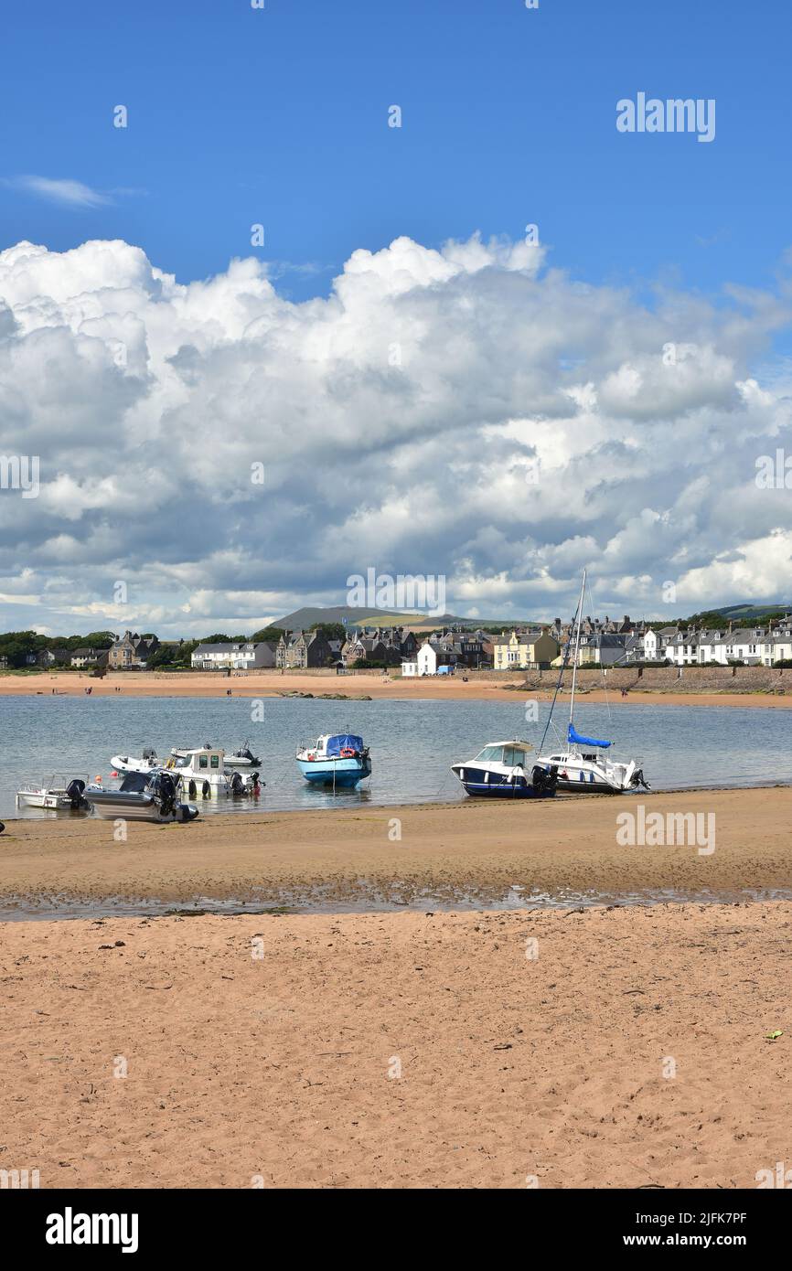 Elie, boats on the beach in the harbour, Fife, Scotland Stock Photo - Alamy