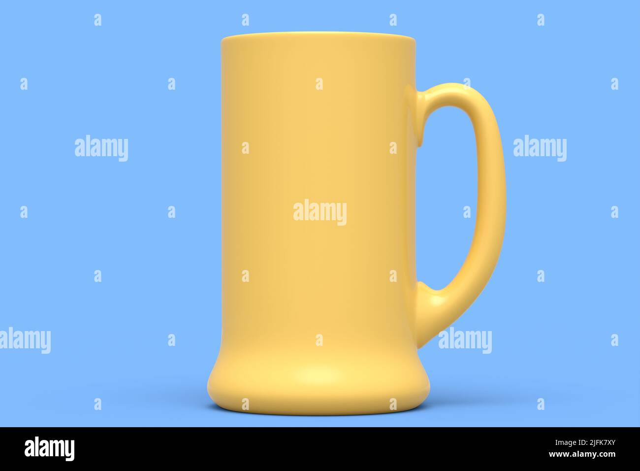 Frosty glass of fresh draft beer isolated on a blue monochrome ...