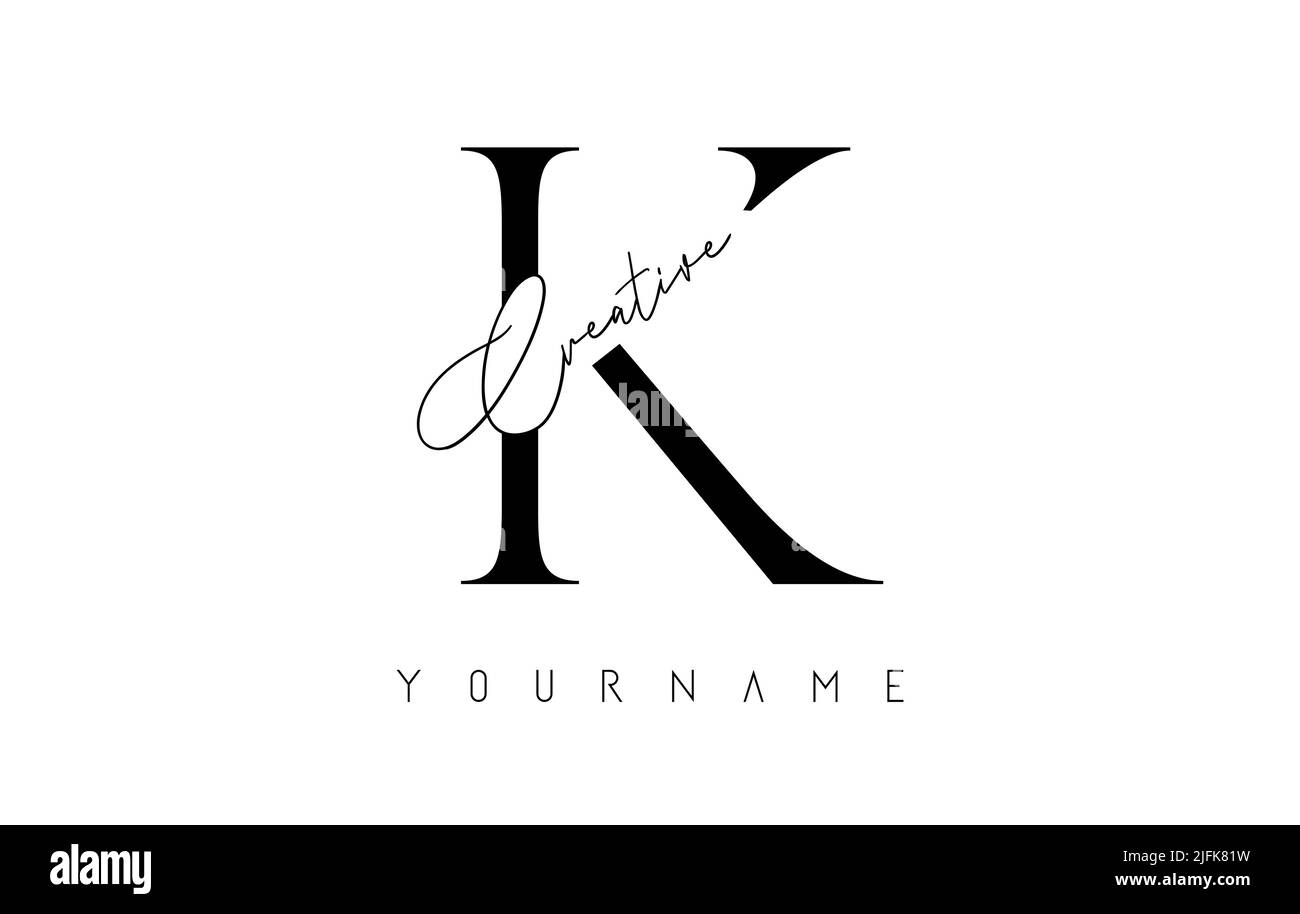 Creative handwritten K logo with text concept design. Vector ...