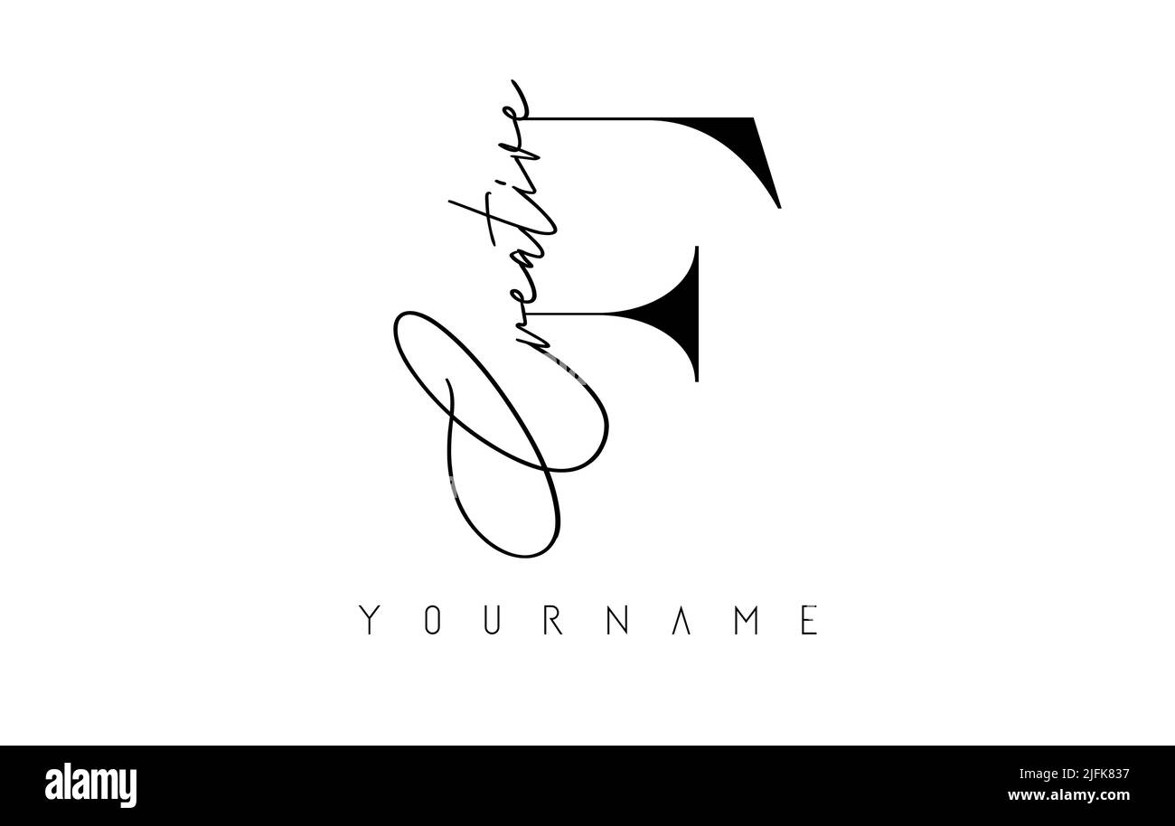 Creative handwritten F logo with text concept design. Vector ...