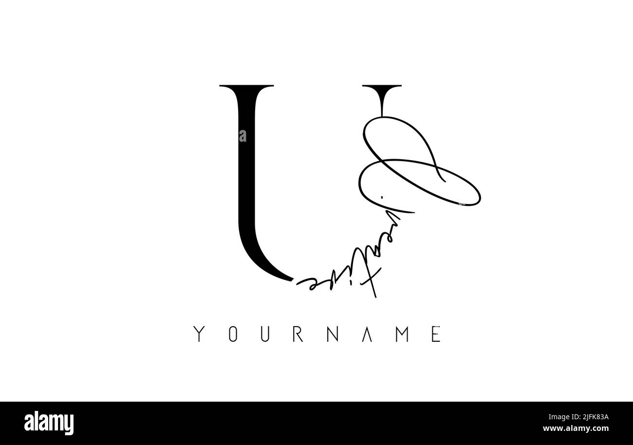 Creative handwritten U logo with text concept design. Vector ...