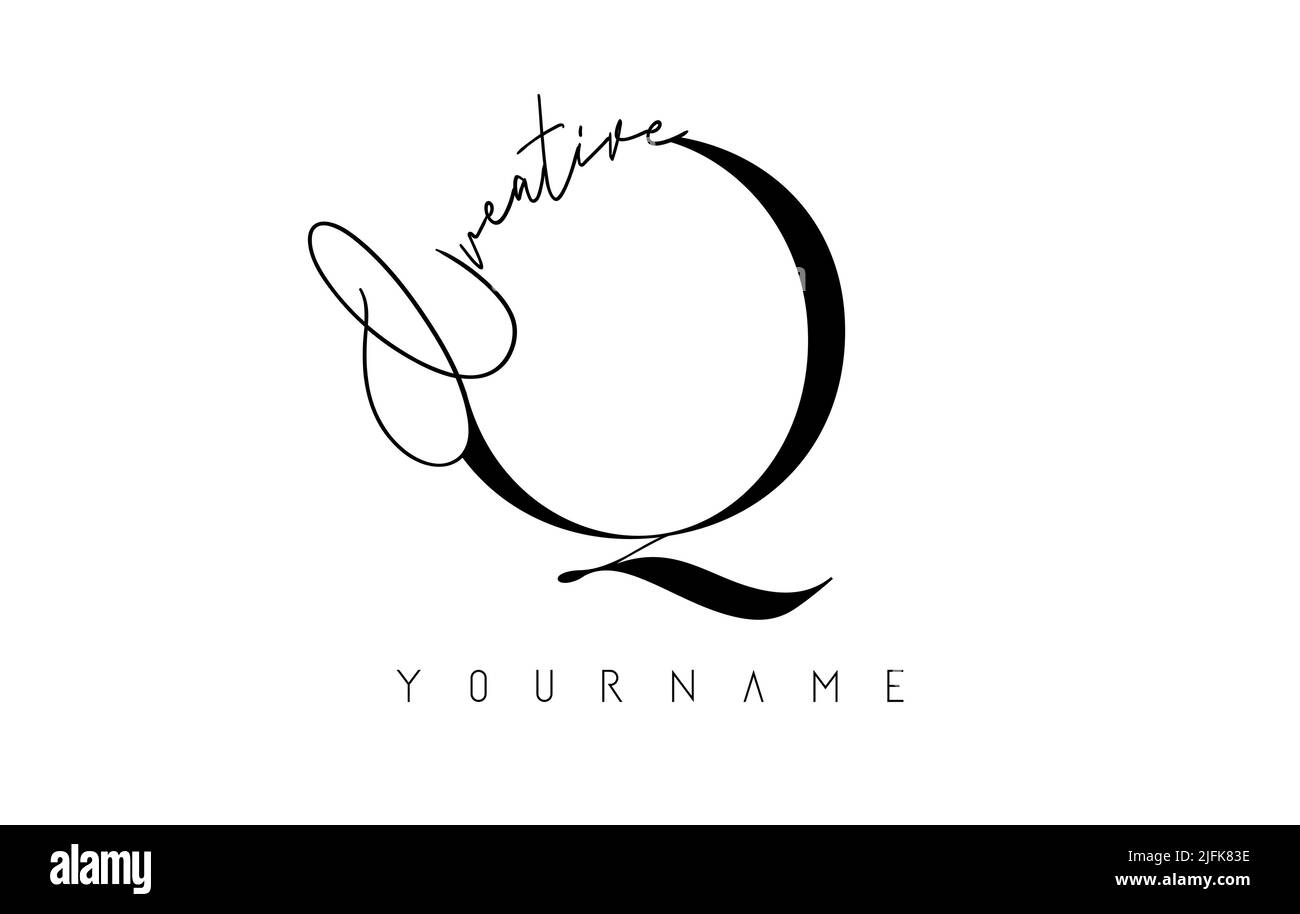 Creative handwritten Q logo with text concept design. Vector ...