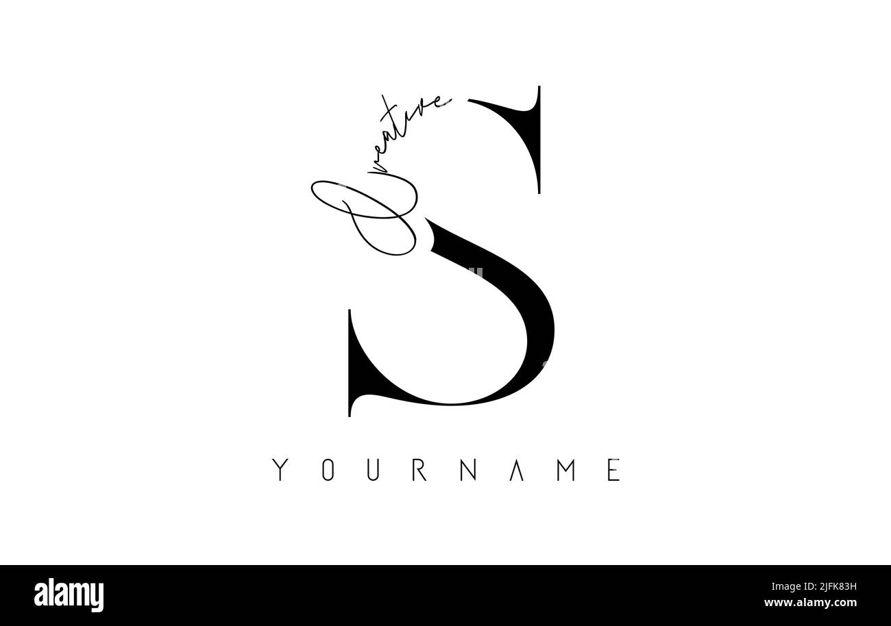 Creative handwritten S logo with text concept design. Vector ...