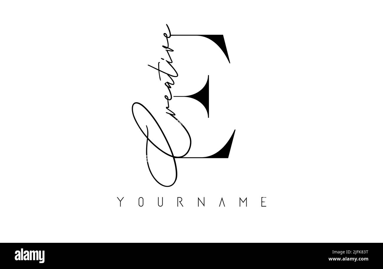 Creative handwritten E logo with text concept design. Vector ...