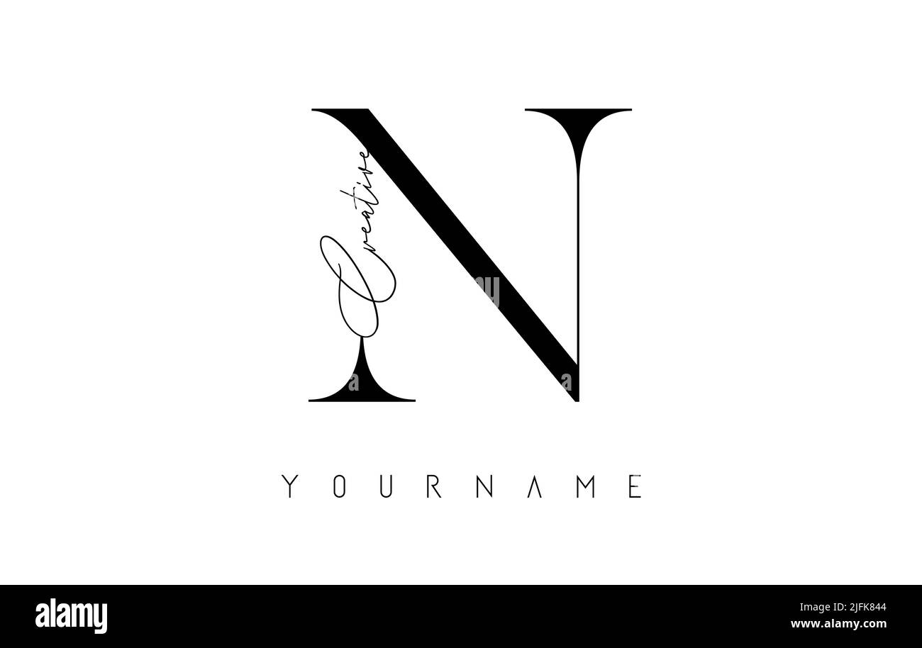 Creative handwritten N logo with text concept design. Vector ...