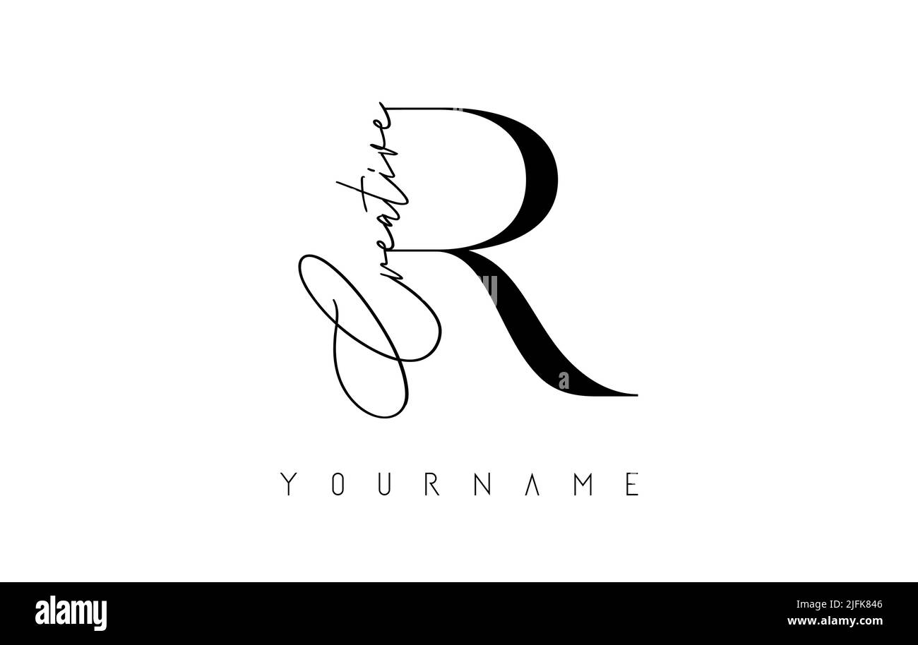 Creative handwritten R logo with text concept design. Vector ...