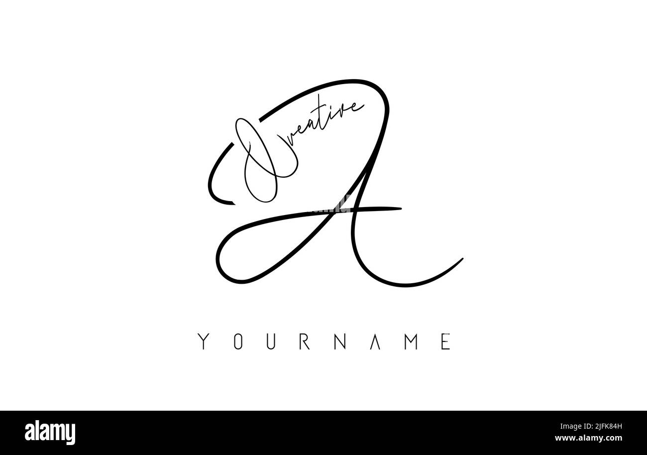 Creative handwritten A logo with text concept design. Vector ...