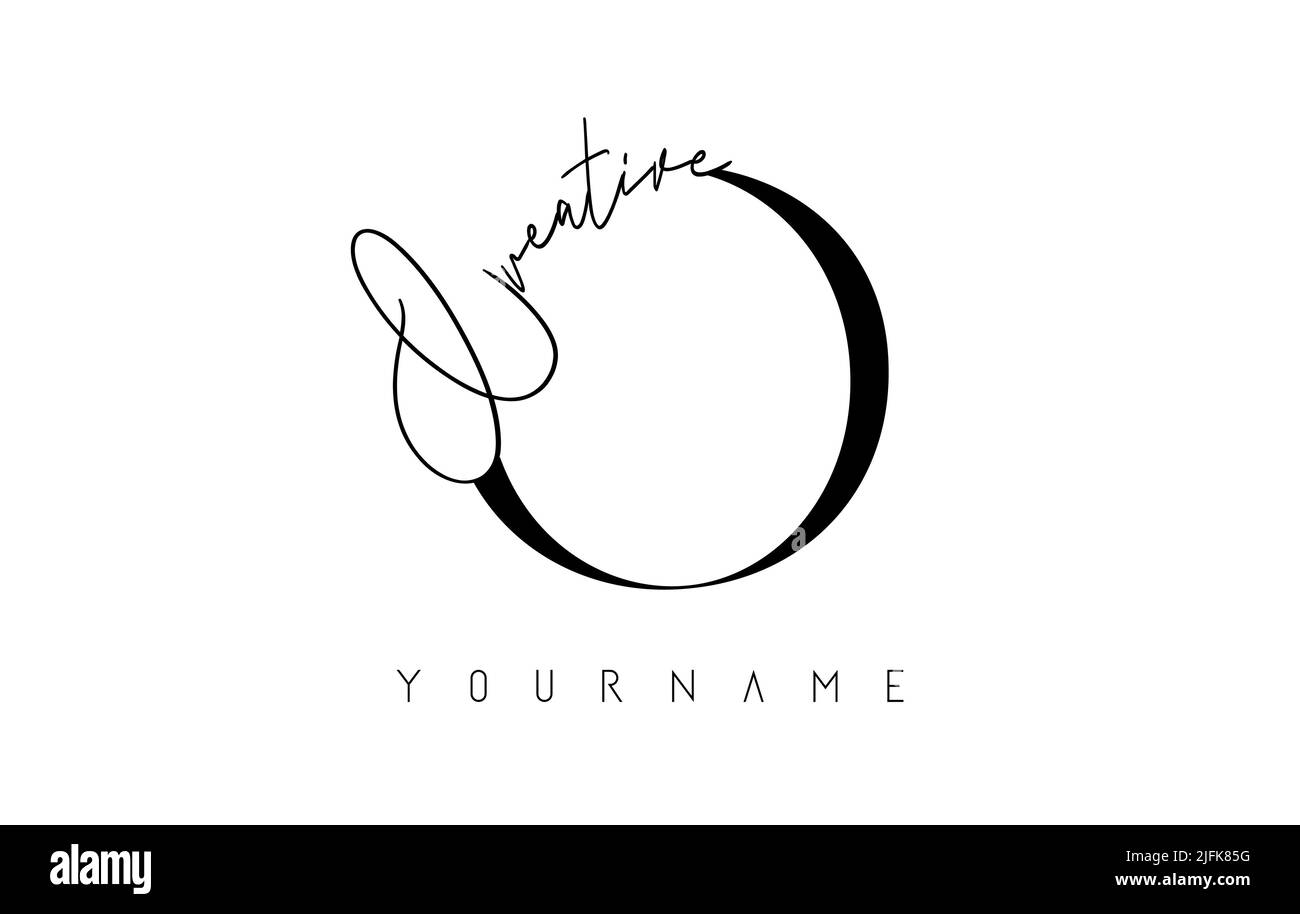 Creative handwritten O logo with text concept design. Vector ...