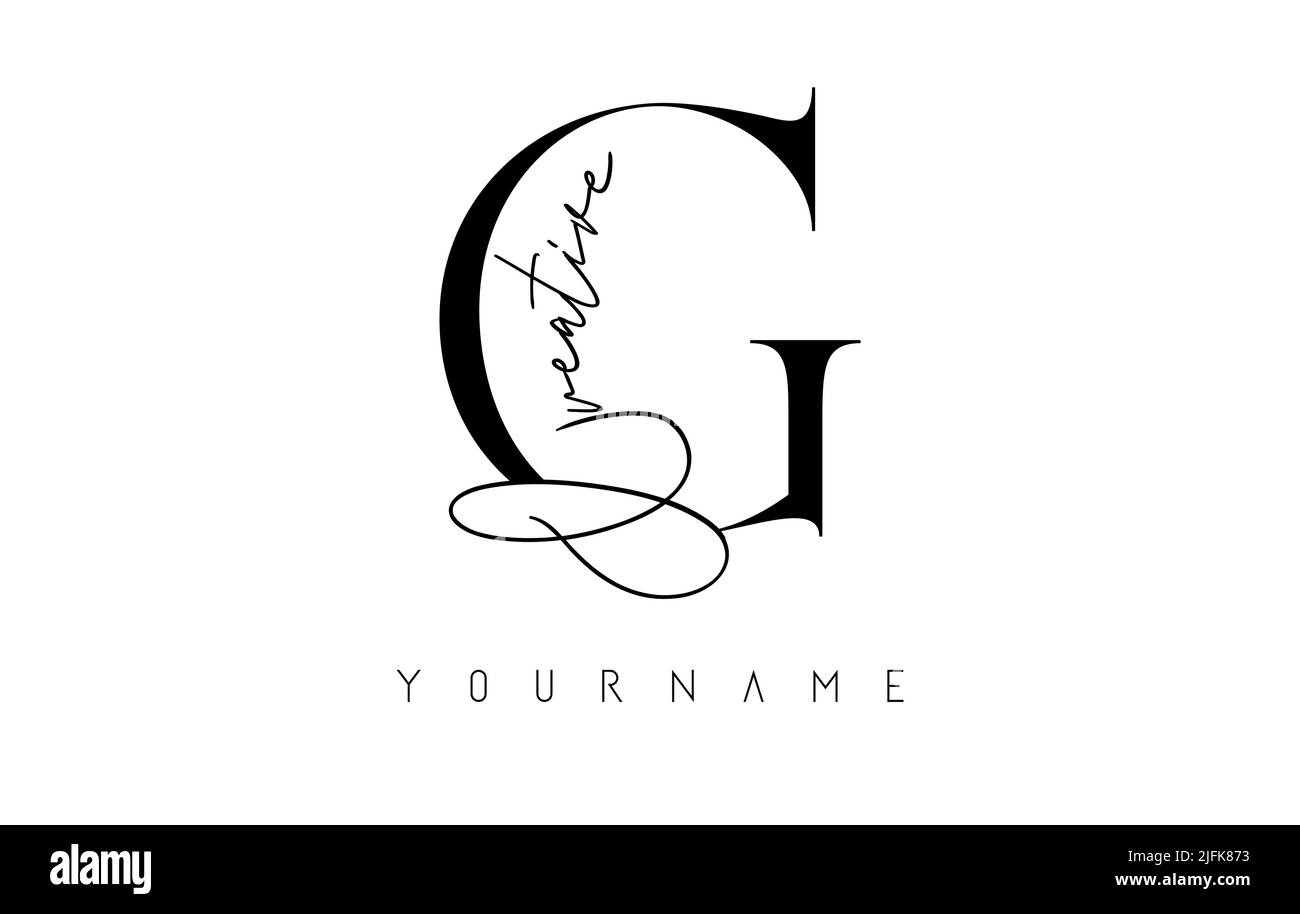 Creative handwritten G logo with text concept design. Vector ...