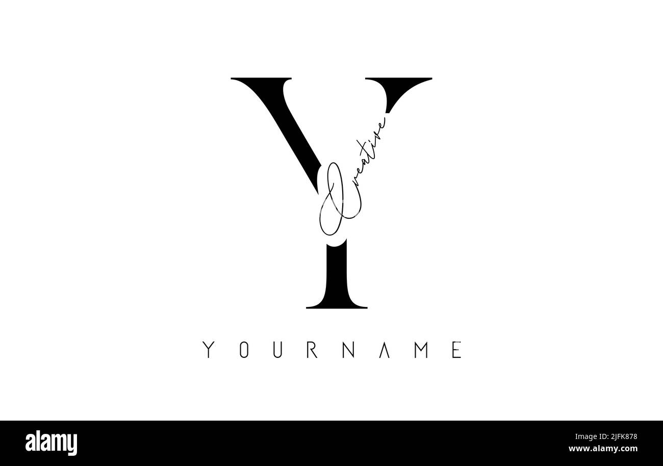 Creative handwritten Y logo with text concept design. Vector ...
