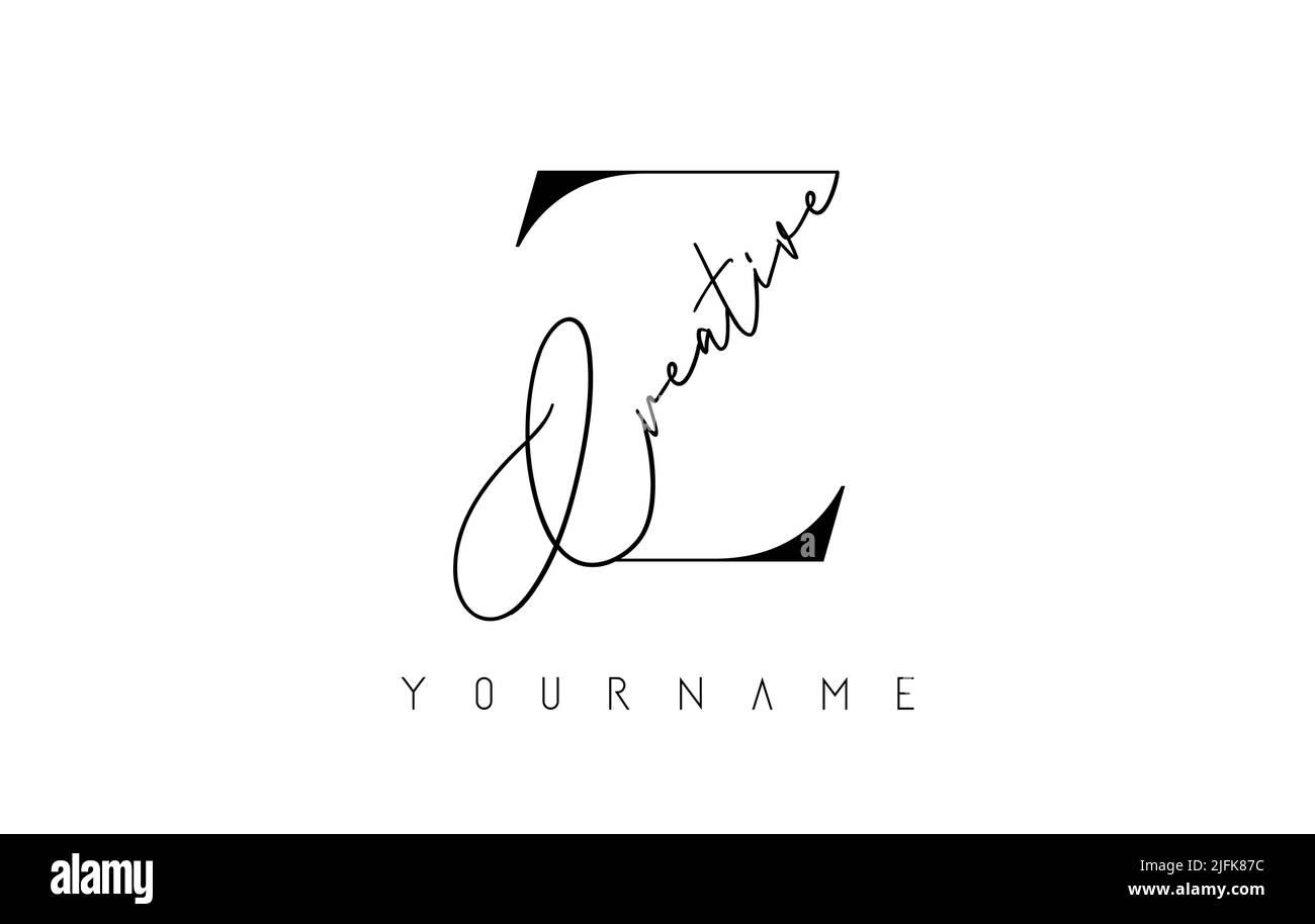 Creative handwritten Z logo with text concept design. Vector ...