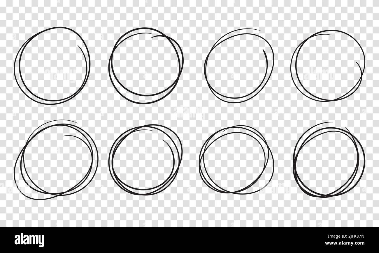 Hand drawn circle line sketch set. Vector circular scribble doodle ...