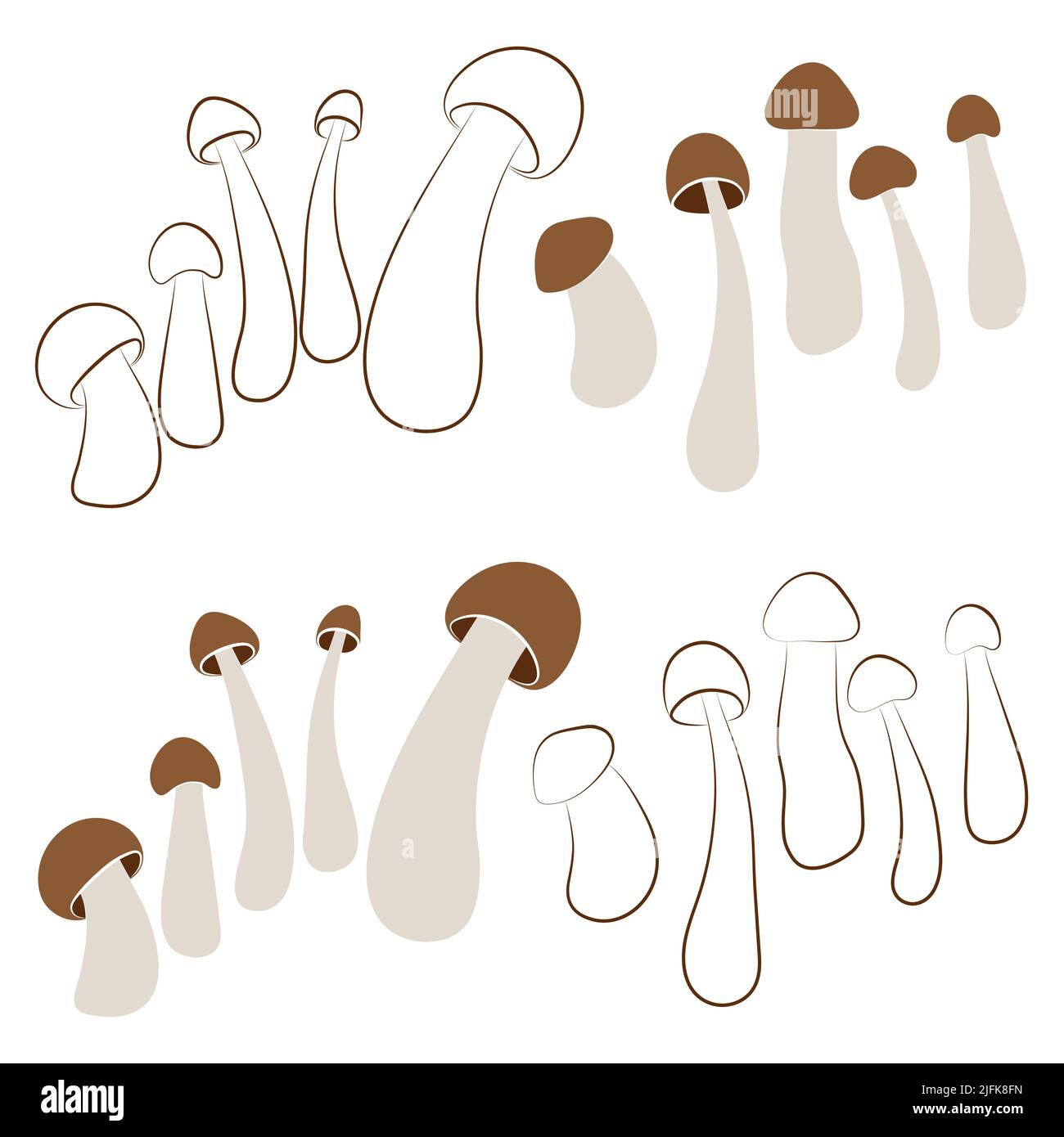 Set of mushrooms vector simple illustration isolated on white ...