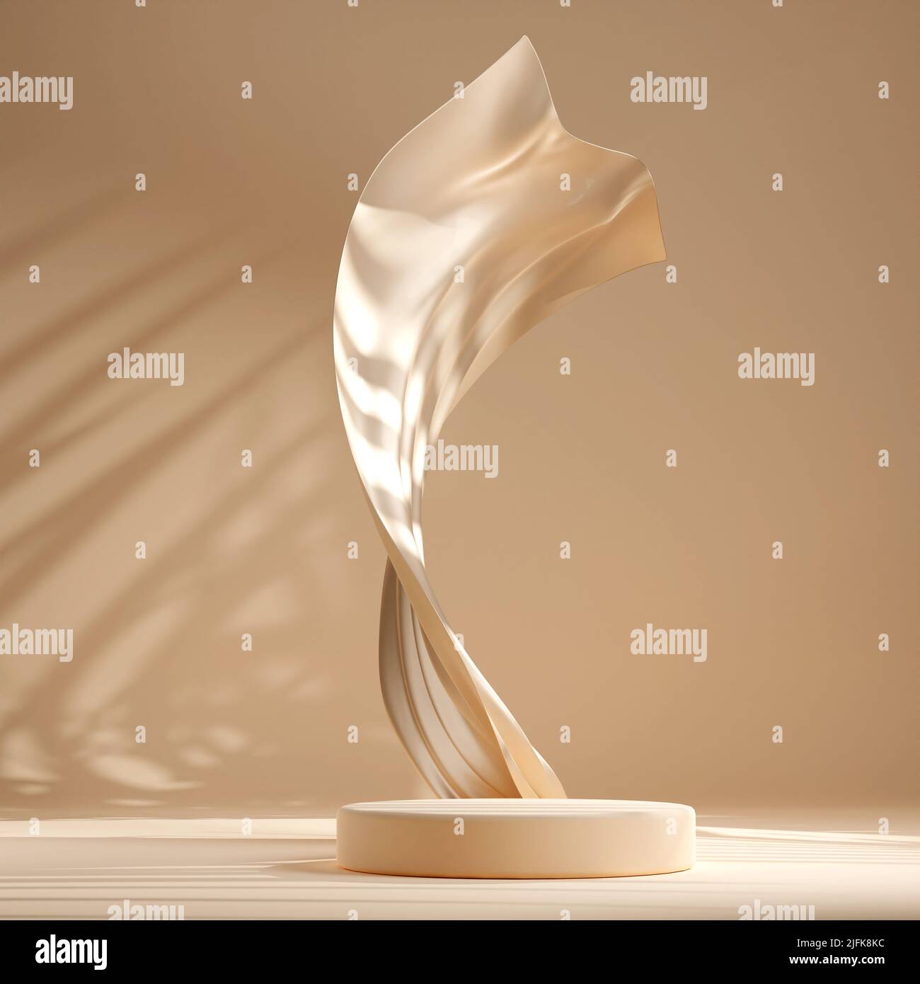 Beige pastel podium with beige flying fabric, cloth background Stock ...