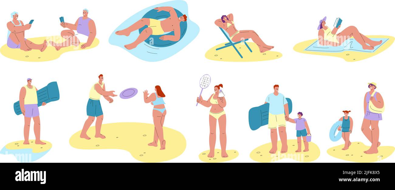Beach sunbathing swimming people Cut Out Stock Images & Pictures - Alamy
