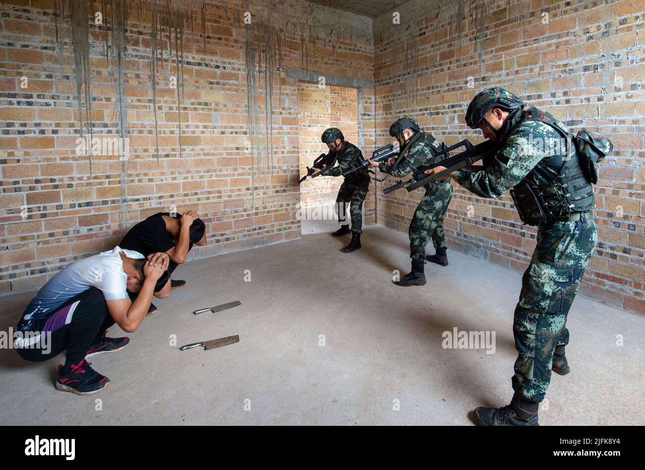 GUANGXI, CHINA - JULY 4, 2022 - Officers and soldiers of China's armed ...