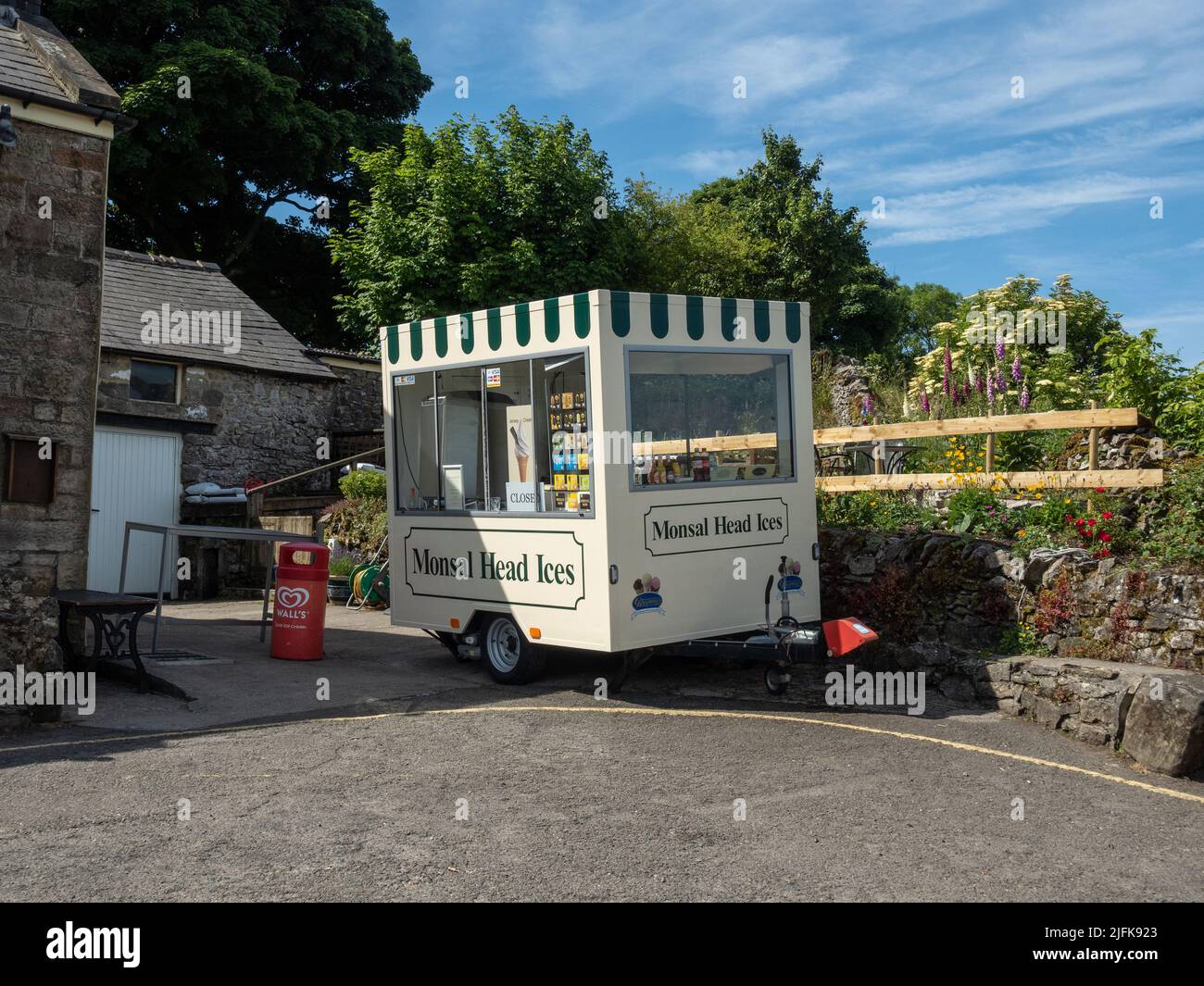 Monsal Head Ices, an ice cream kiosk, at the beauty spot of Monsal Head ...