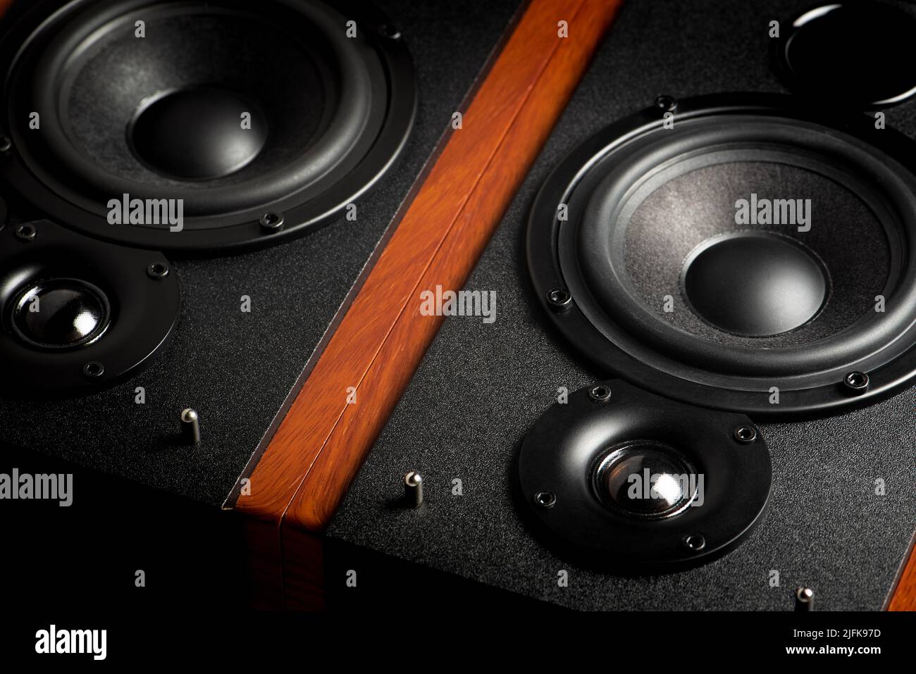 Bookshelf speaker system for home entertainment Stock Photo - Alamy
