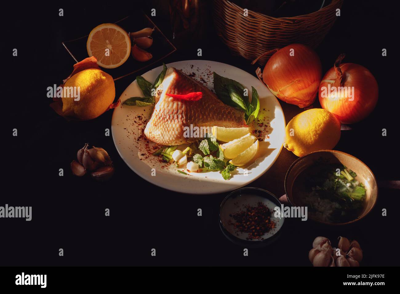 Sngor chruak sach trei or Khmer Lime and Fish Soup Sgnor Trey which is ...