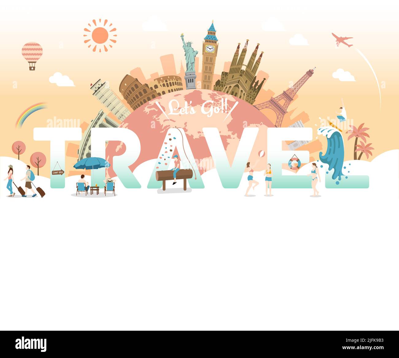 Let's go travel vector banner illustration Stock Vector Image & Art - Alamy