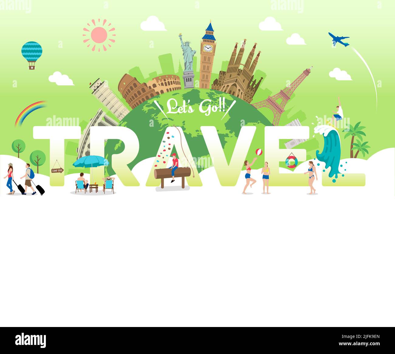 Let's go travel vector banner illustration Stock Vector Image & Art - Alamy