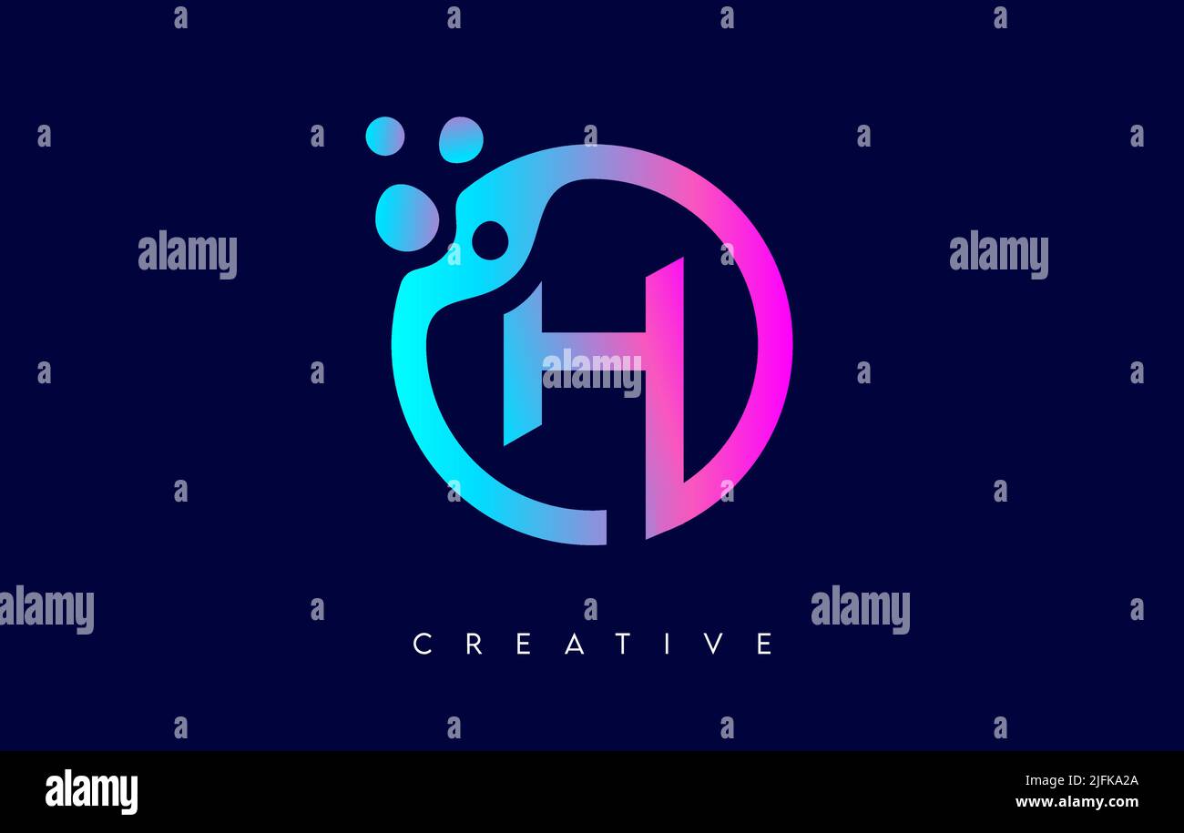 Letter H Logo Icon Design with Dots and Bubbles inside a Circular Shape ...