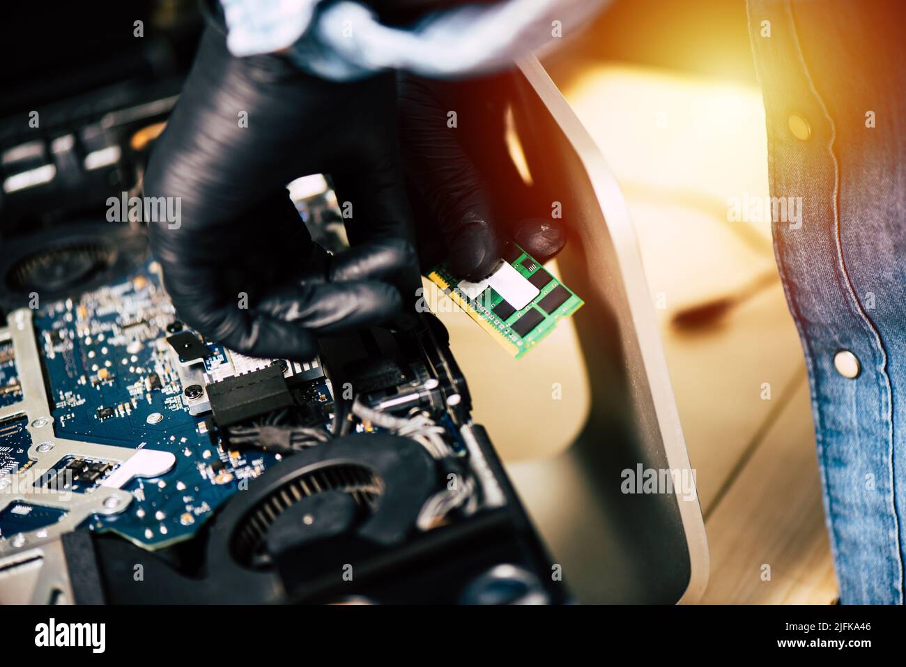 Technician reparing a broken computer. Computer service and repair ...