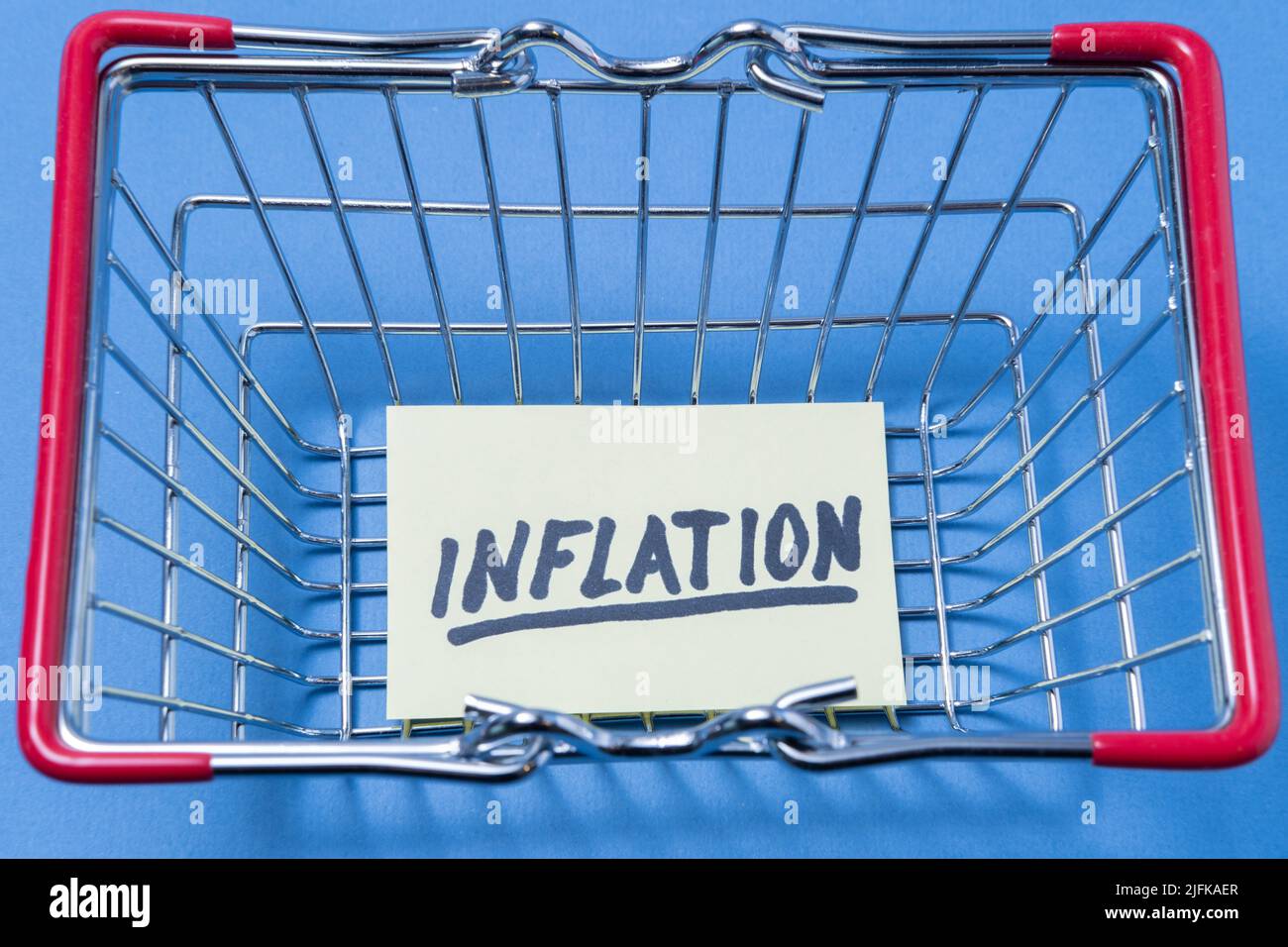 Grocery basket with a banner on which the inscription inflation Stock ...