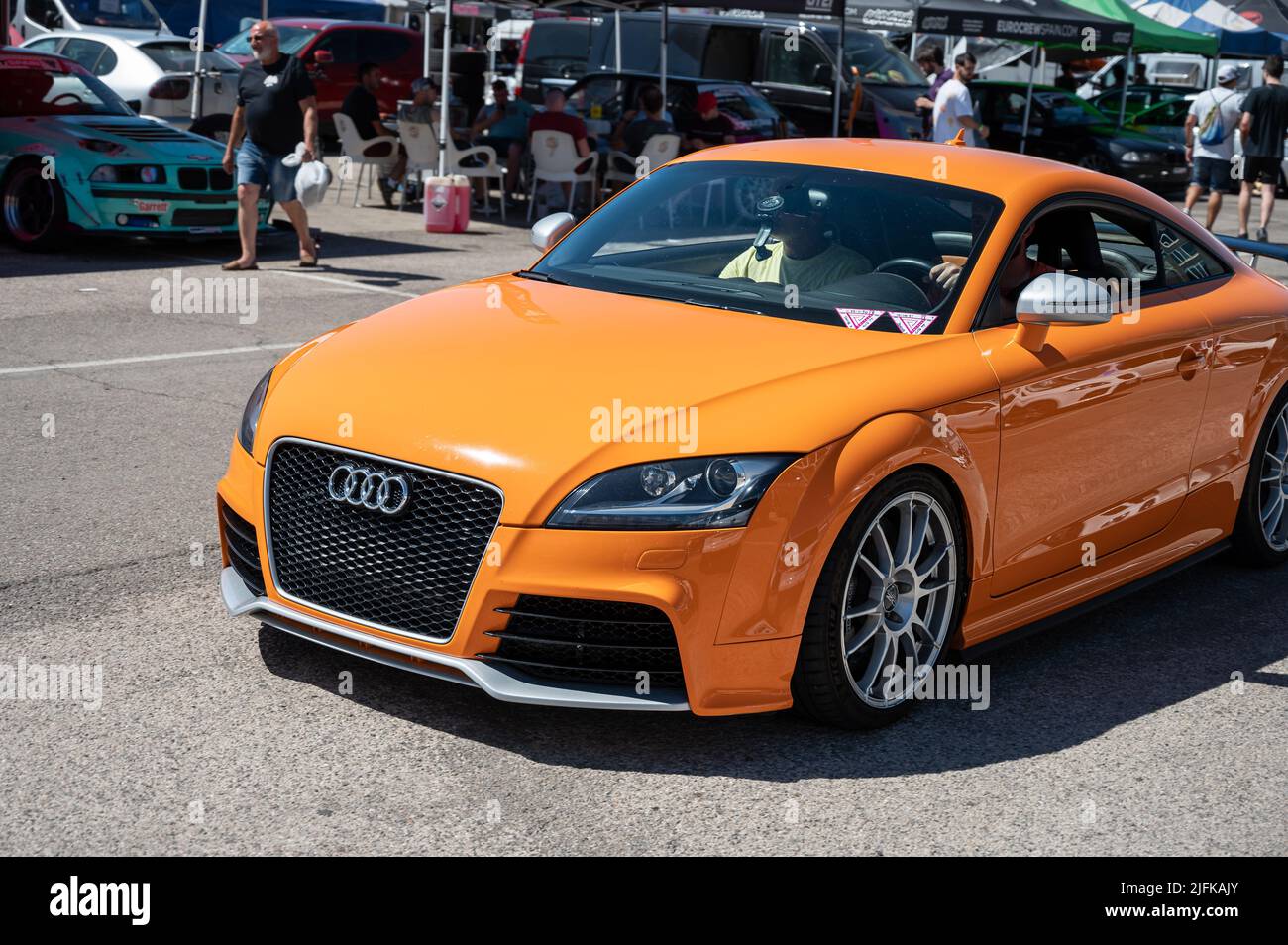 second generation orange Audi TT on the Valencia racing circuit Stock ...