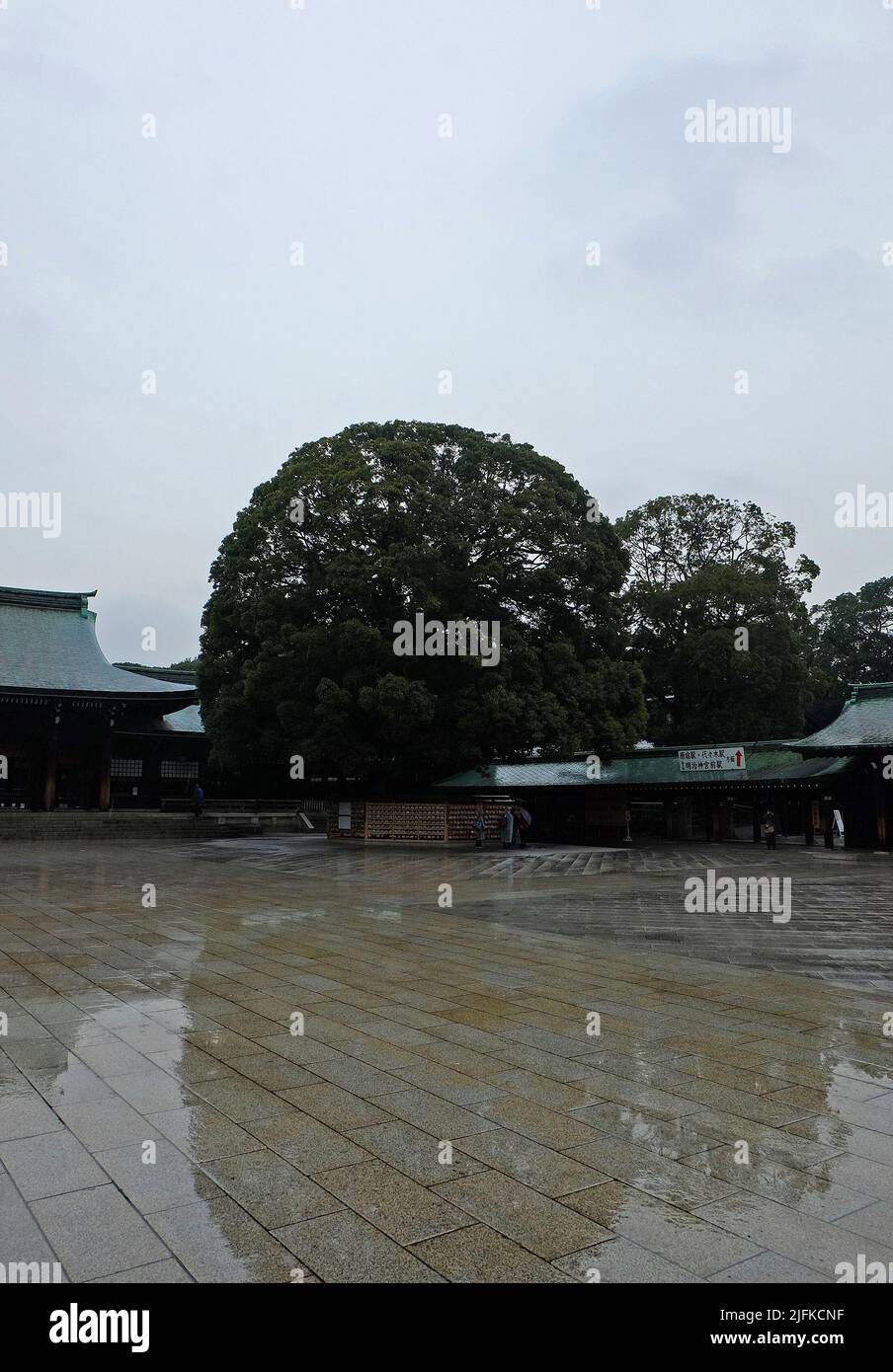 Exterior architecture and building design at Meiji Jingu Shinto Shrine ...