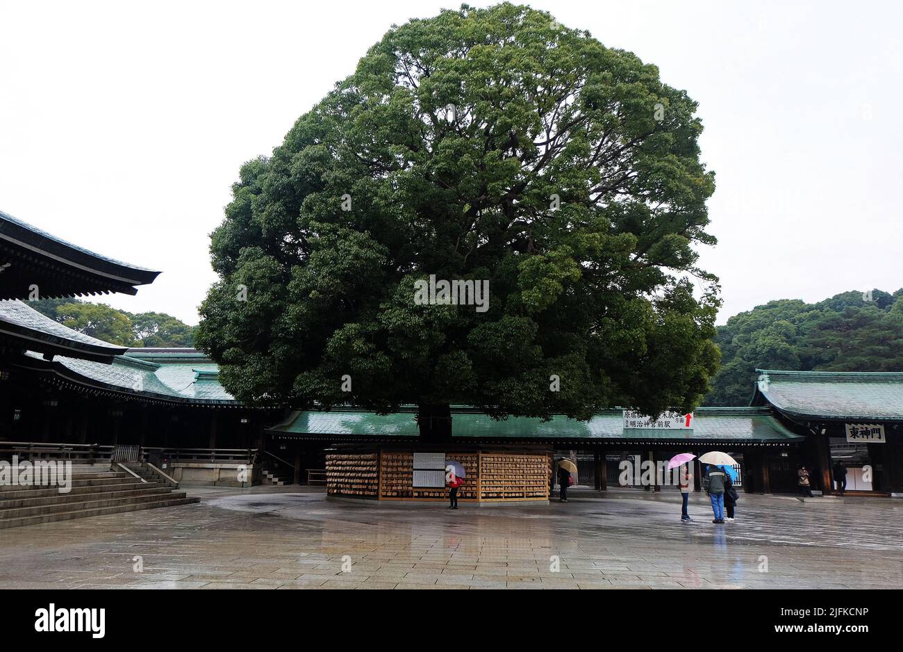 Exterior architecture and building design at Meiji Jingu Shinto Shrine ...