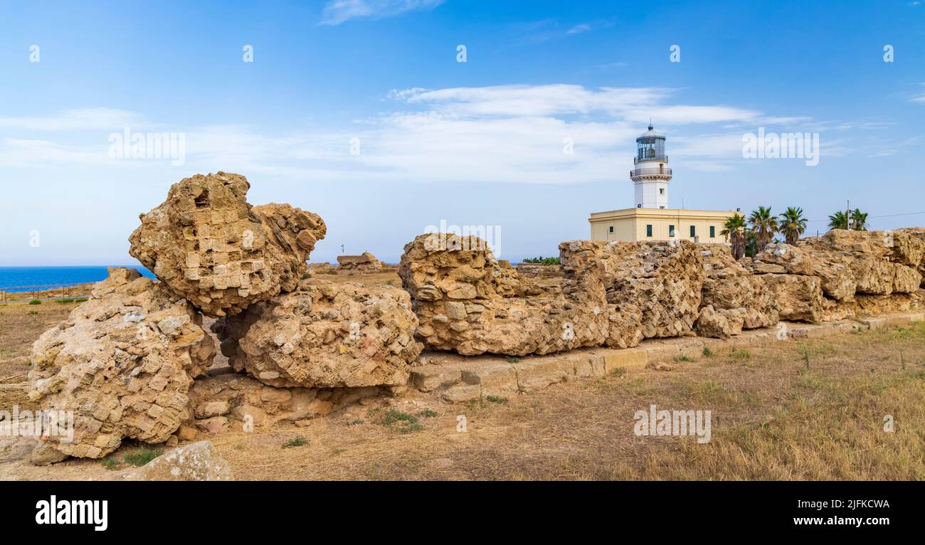 Lighthouse in Capo Colonna near Crotone, Calabria, Italy Stock Photo ...