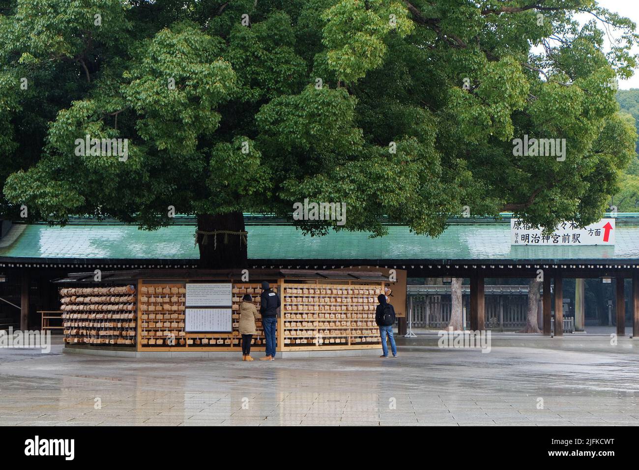 Exterior architecture and building design at Meiji Jingu Shinto Shrine ...