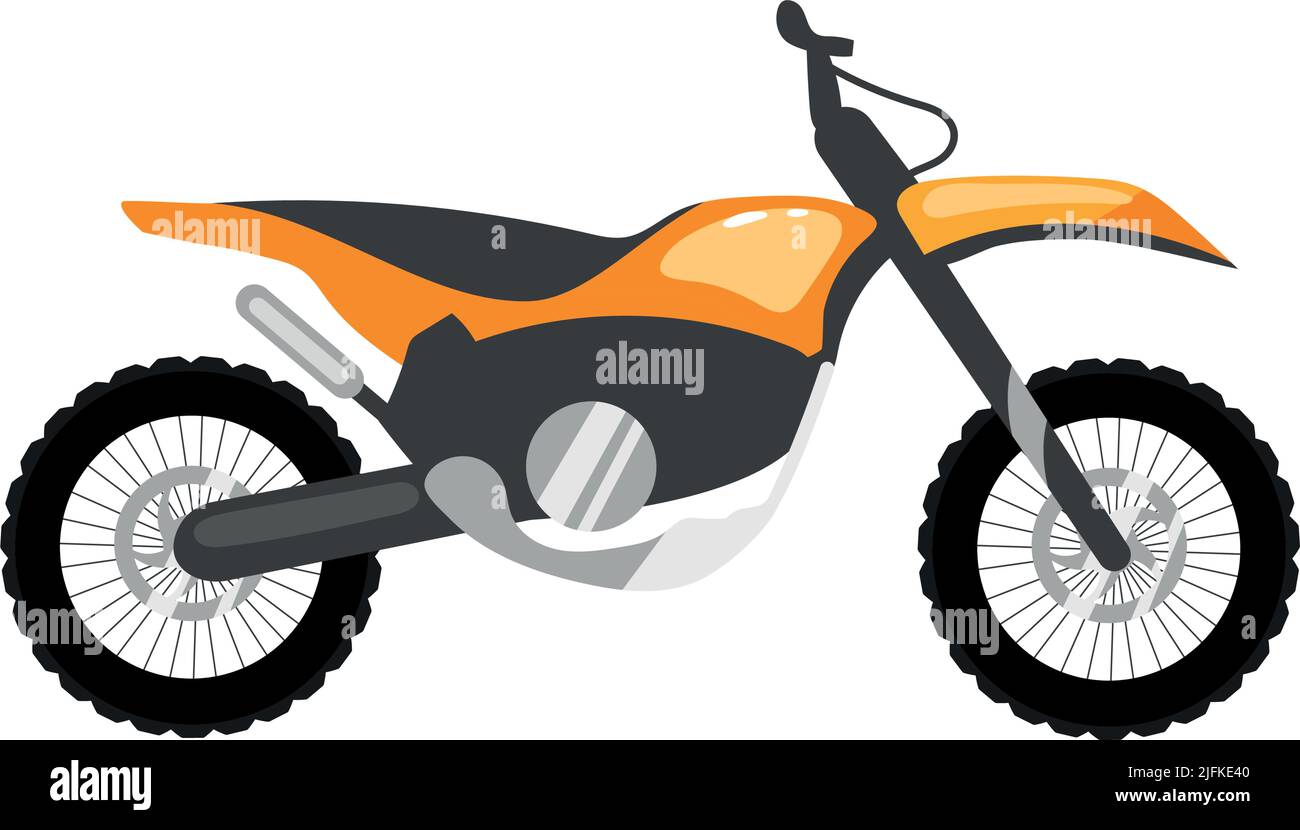 Metallic orange motorcycle semi flat color vector object Stock Vector ...
