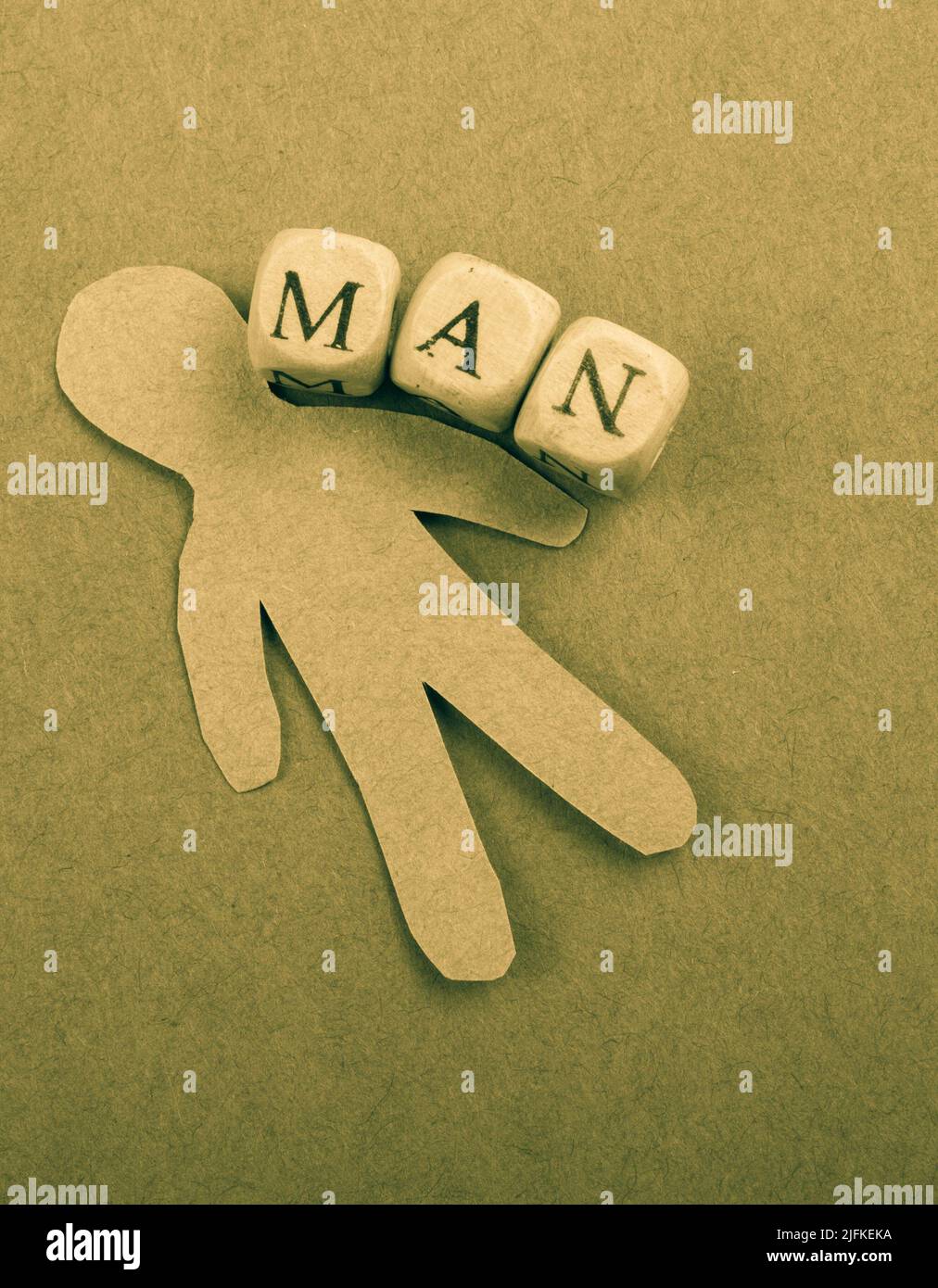 Paper man and man wording with letter cubes on paper Stock Photo - Alamy