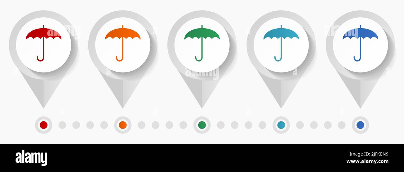 Umbrella concept vector icons, editable infographic template, set of ...