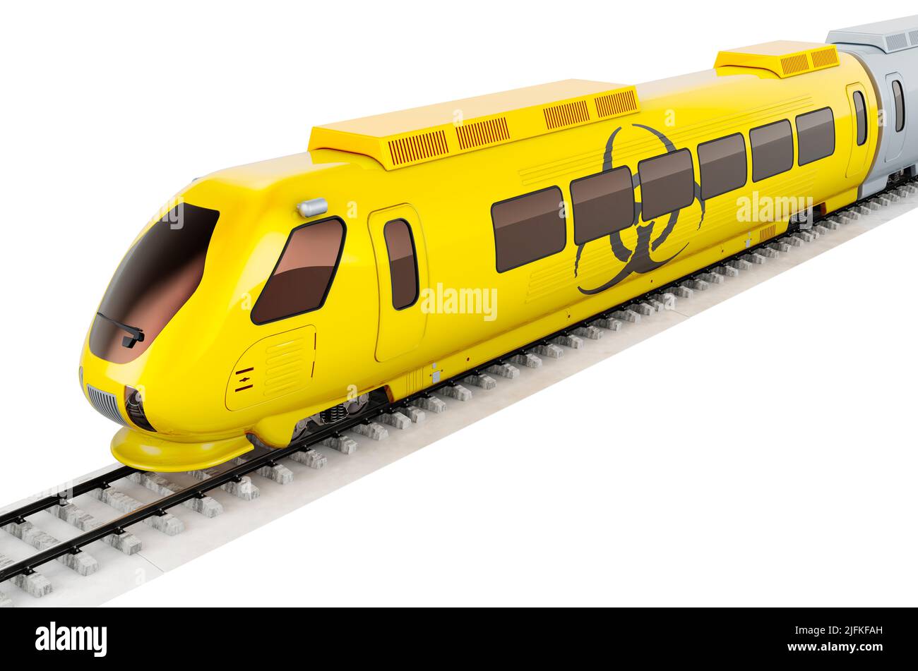 Biohazard sign painted on the high speed train. 3D rendering isolated ...