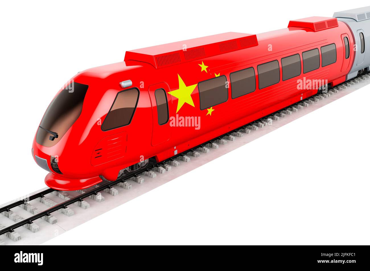 Chinese flag painted on the high speed train. Rail travel in the China ...
